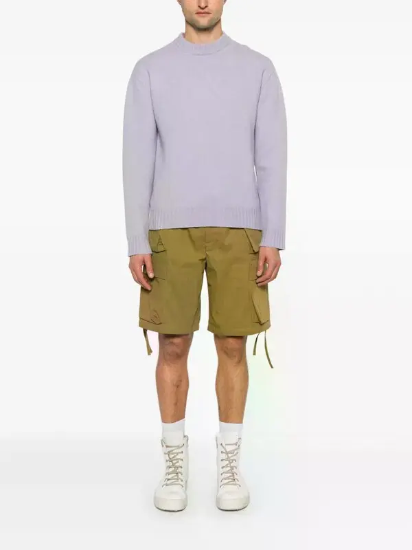 BONSAI Crinkled Cotton-blend Cargo Shorts - Green