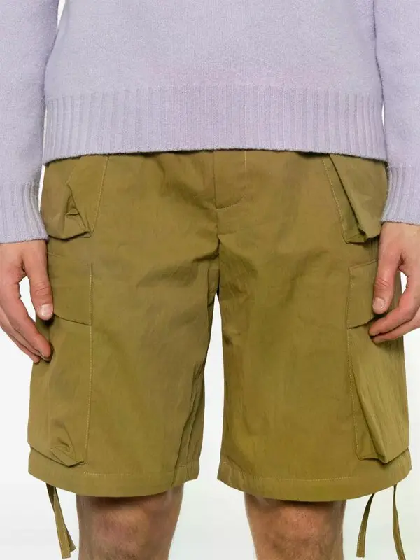 BONSAI Crinkled Cotton-blend Cargo Shorts - Green