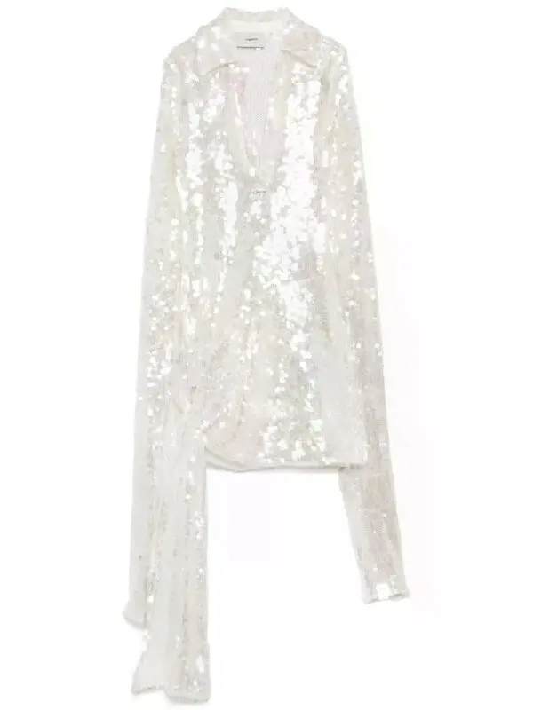 Coperni Knotted Sequinned Mini Dress - White