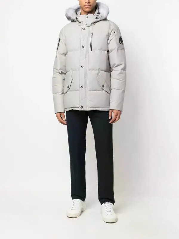 Moose Knuckles Faux-fur Trim Padded Parka - Grey