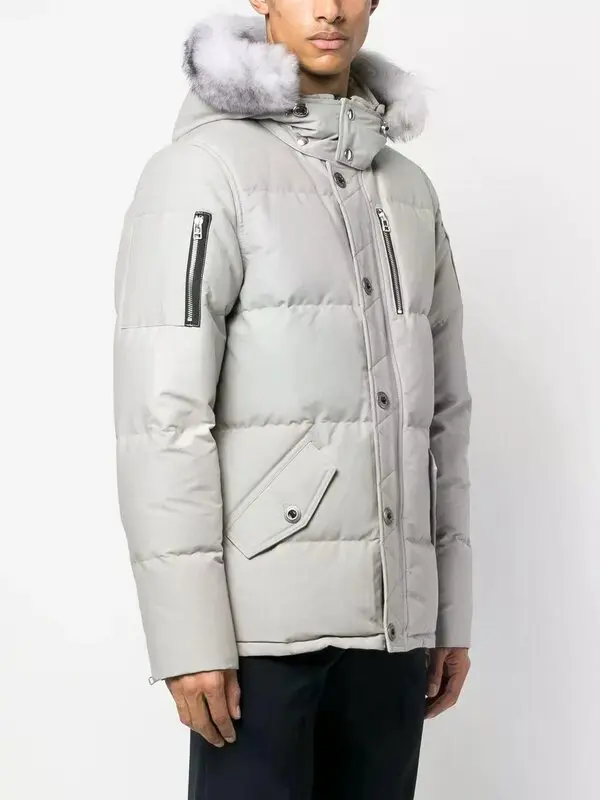 Moose Knuckles Faux-fur Trim Padded Parka - Grey