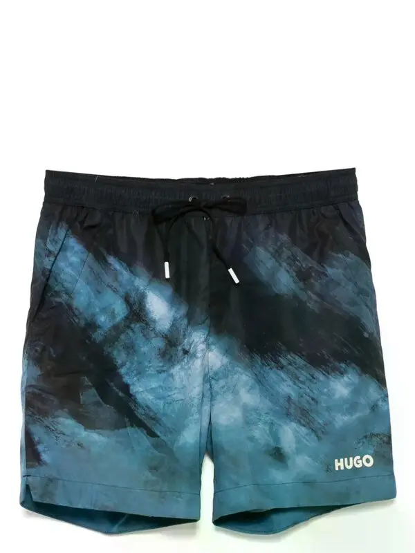 BOSS Graphic Print Swim Shorts - Blue