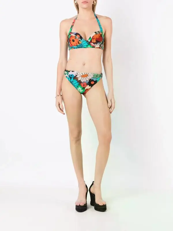 AMIR SLAMA Floral-print Halterneck Bikini