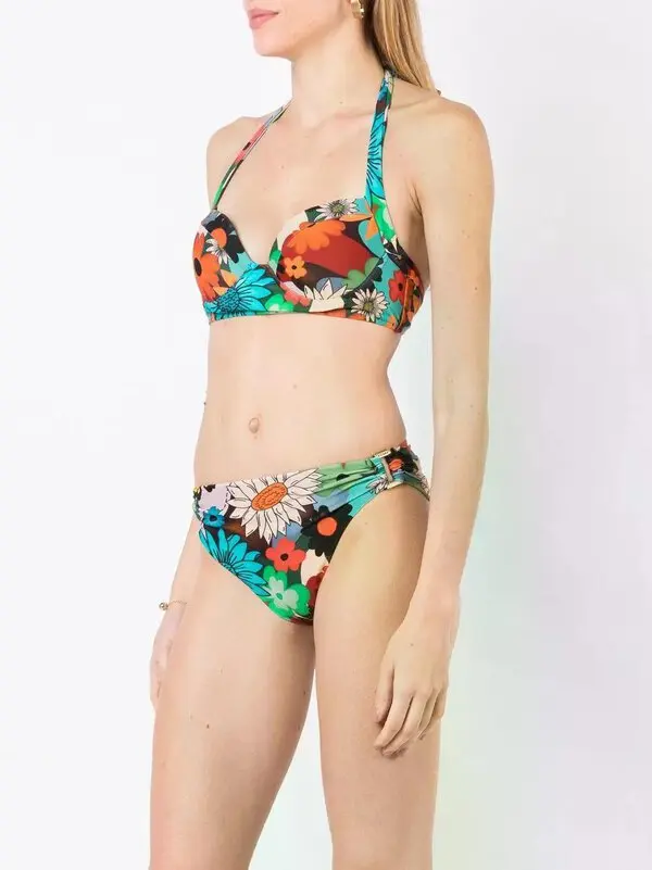 AMIR SLAMA Floral-print Halterneck Bikini