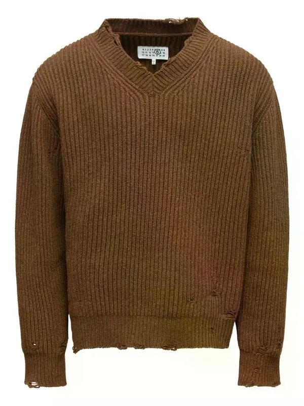 MAISON MARGIELA Ribbed V-neck Sweater
