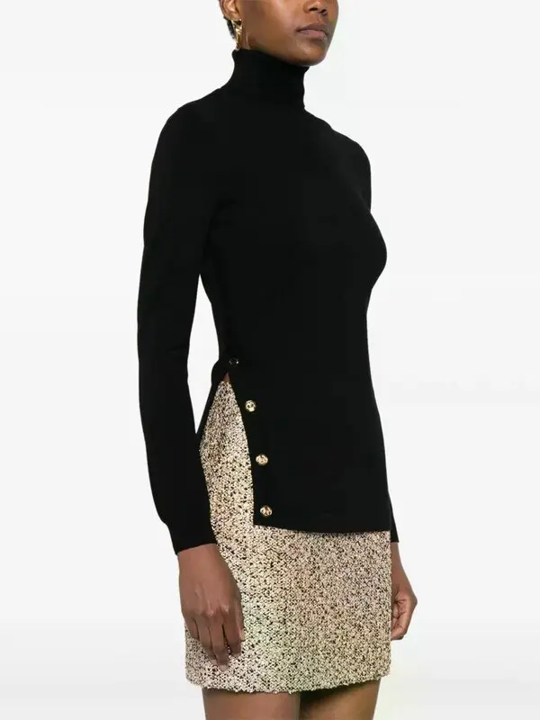 Elisabetta Franchi Roll-neck Fine Knit Sweater - Black