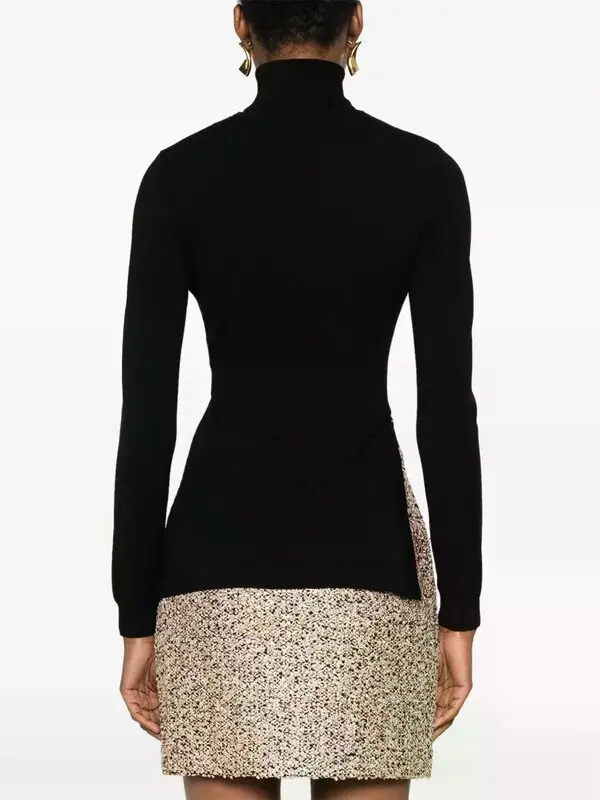 Elisabetta Franchi Roll-neck Fine Knit Sweater - Black