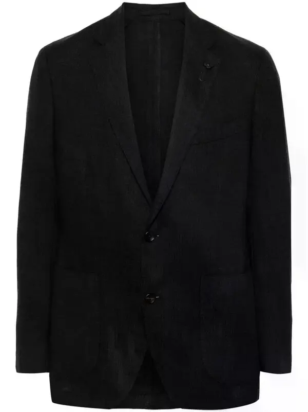 LARDINI Brooch-detail Single-breasted Blazer - Blue
