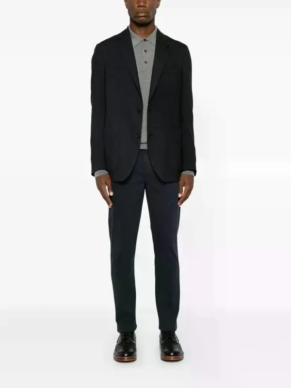 LARDINI Brooch-detail Single-breasted Blazer - Blue