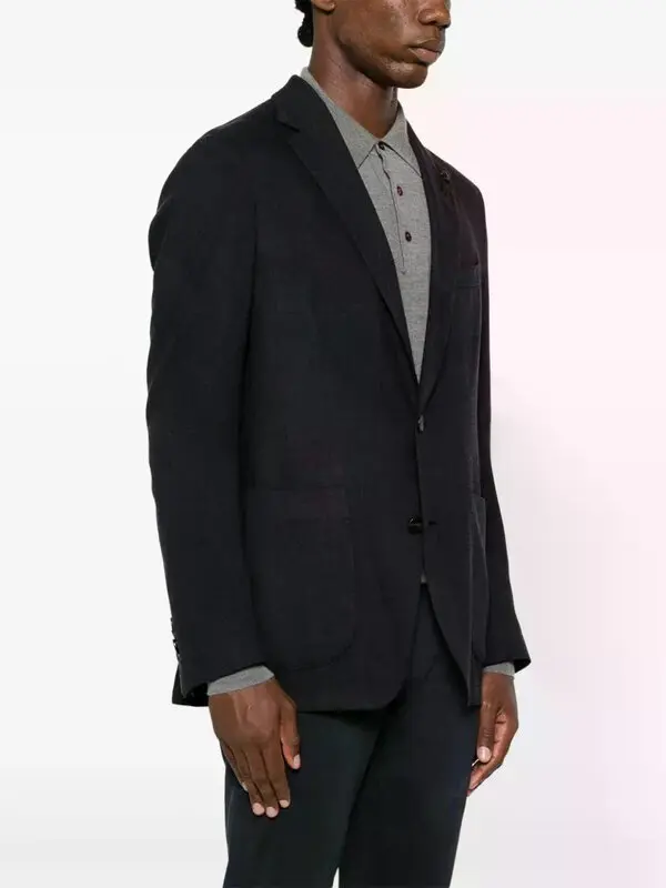 LARDINI Brooch-detail Single-breasted Blazer - Blue