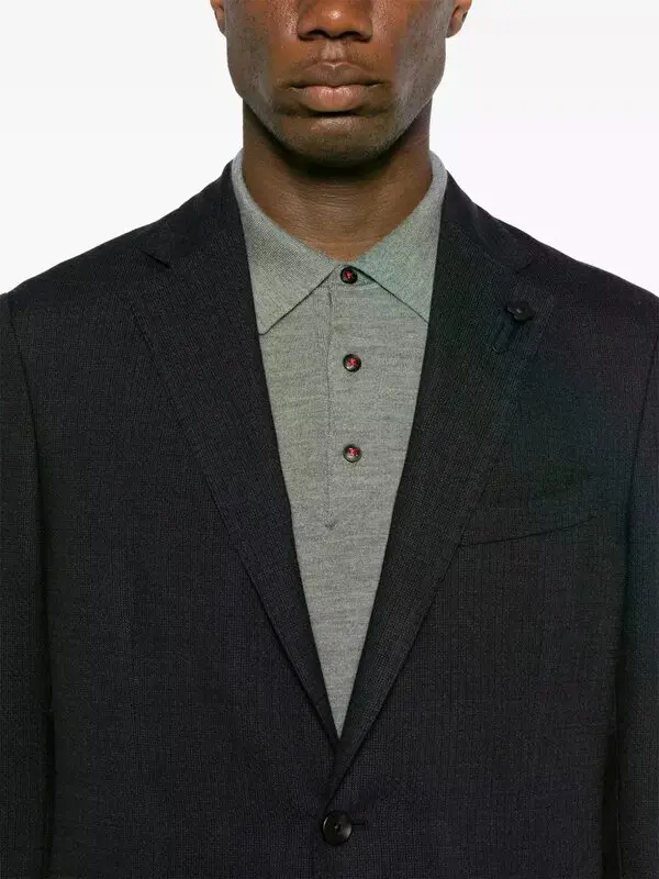 LARDINI Brooch-detail Single-breasted Blazer - Blue