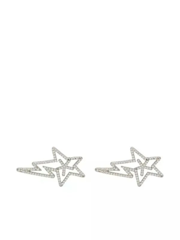 A BATHING APE Signature Star Bolt Motif Earrings - Silver
