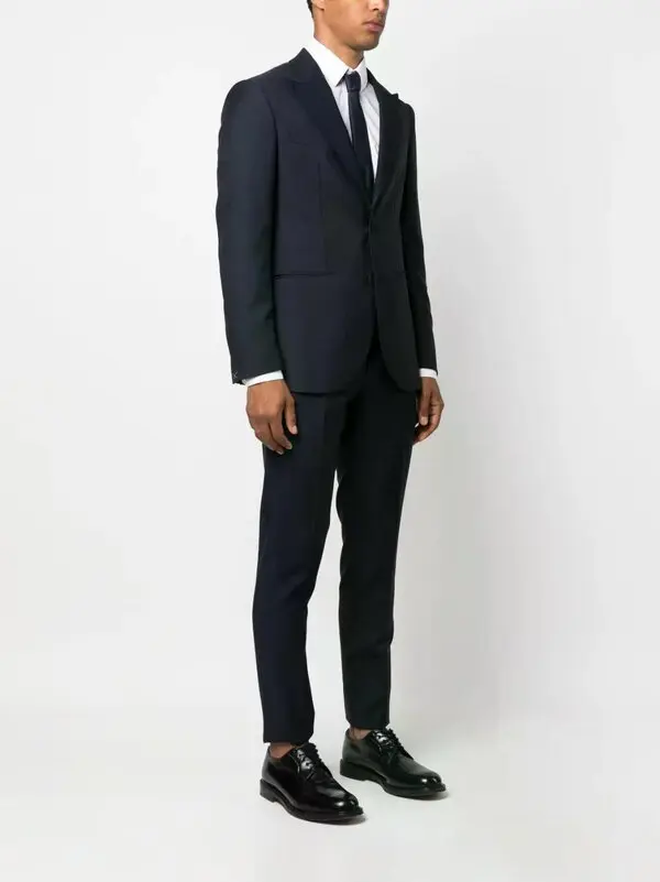 D4.0 Single-breasted Wool Suit - Blue