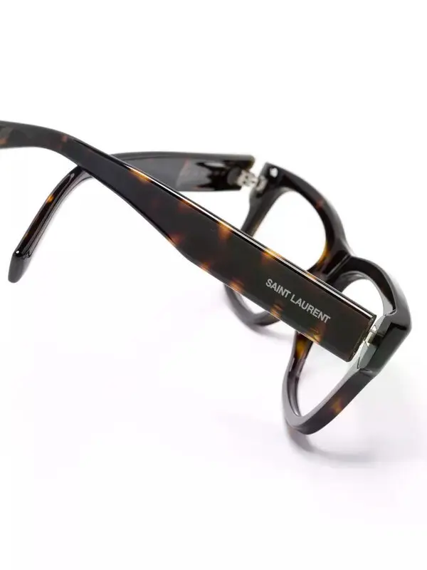 Saint Laurent Tortoiseshell Effect Wayfarer Frame Eyeglasses