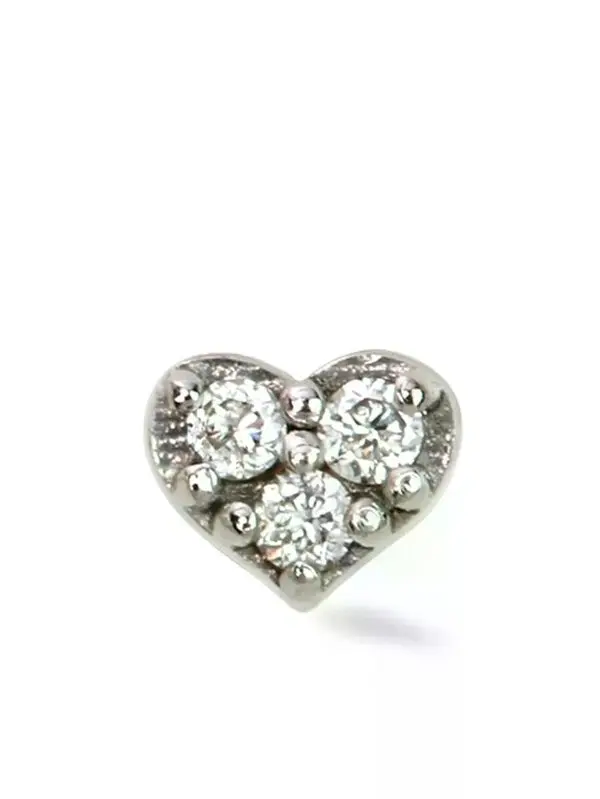 LARK & BERRY 14kt White Gold Mini Heart Diamond Stud Earring - Silver