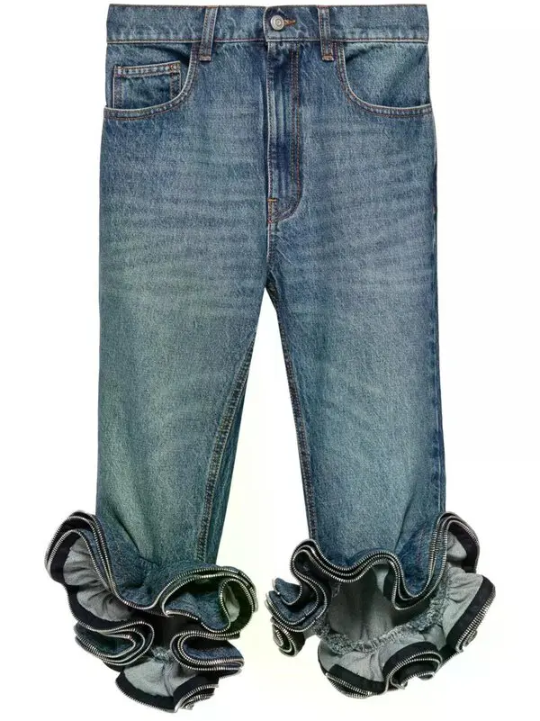Coperni Mid-rise Cropped Jeans - Blue