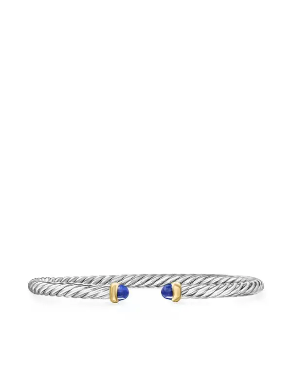 David Yurman 14kt Yellow Gold And Sterling Modern Cable Lapis Lazuli Bracelet - Silver