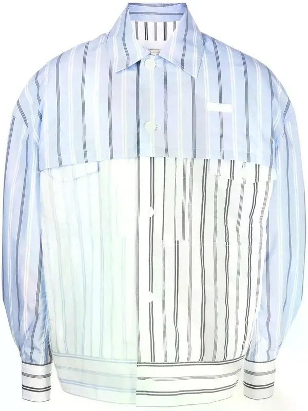 FENG CHEN WANG Layered Striped Jacket - White