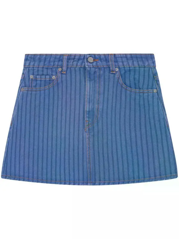 GANNI Striped Denim Skirt