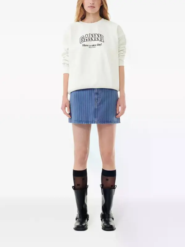 GANNI Striped Denim Skirt