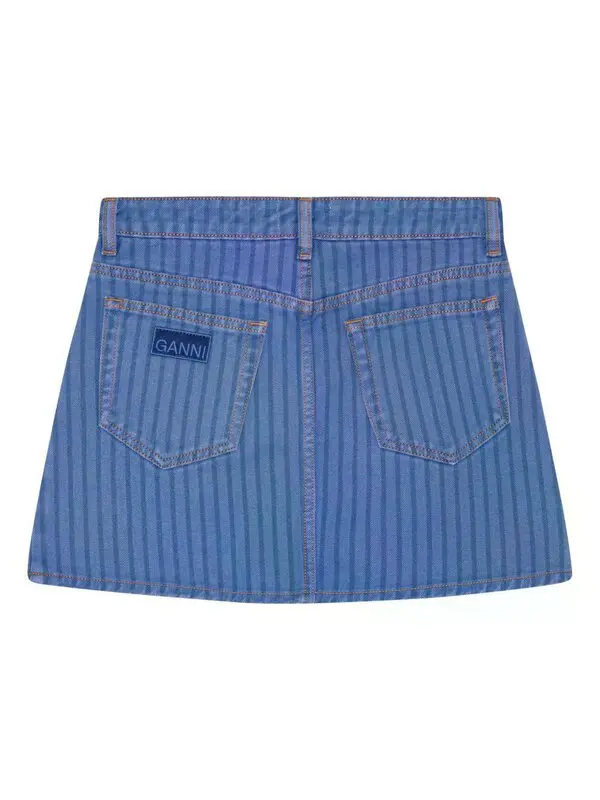 GANNI Striped Denim Skirt