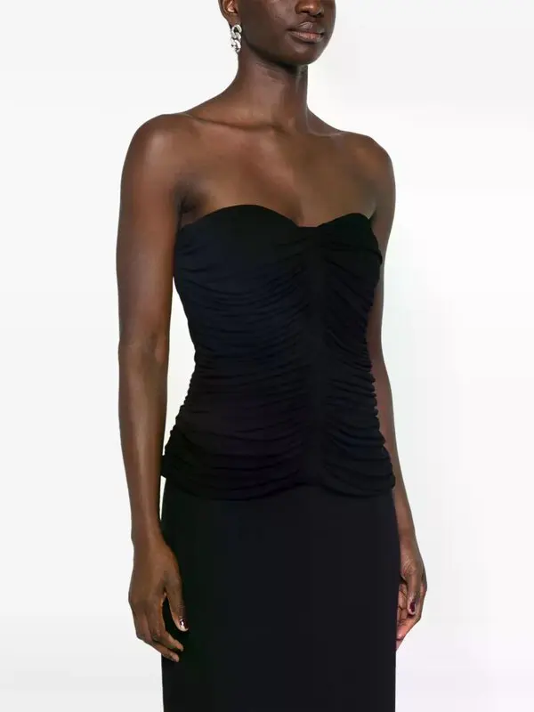 Saint Laurent Ruched Strapless Top