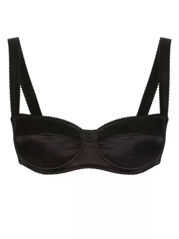 Dolce & Gabbana Satin-finish Balconette-style Bra - Black