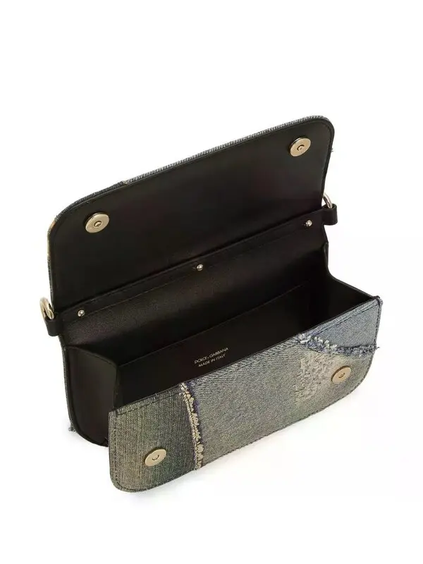 Dolce & Gabbana Logo Plaque Patchwork Denim Crossbody Bag