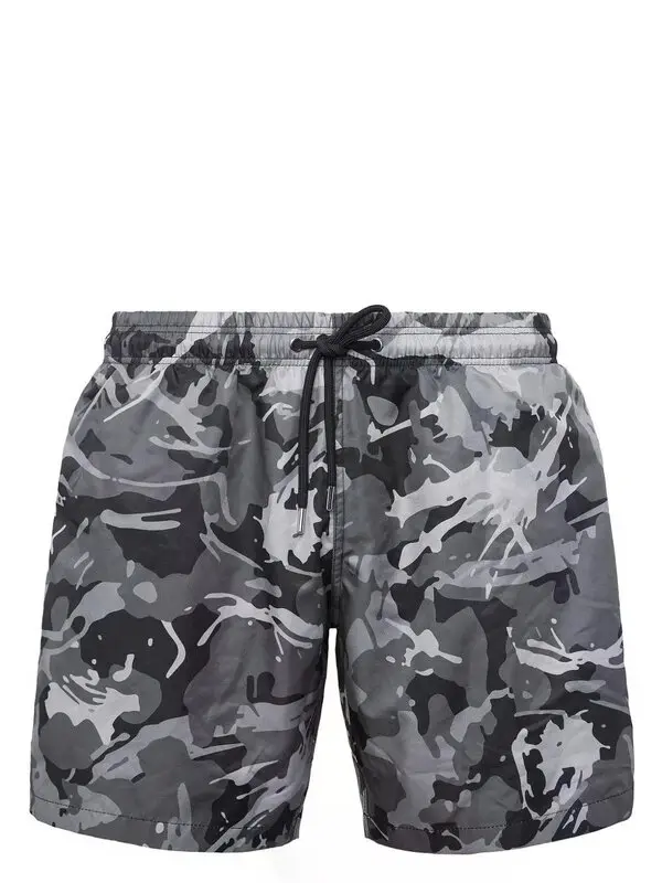 PLEIN SPORT Camouflage-print Swim Shorts - Black