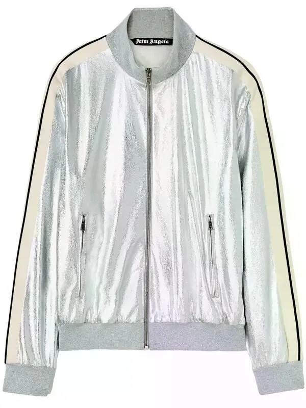 Palm Angels Metallic Leather Jacket - Silver