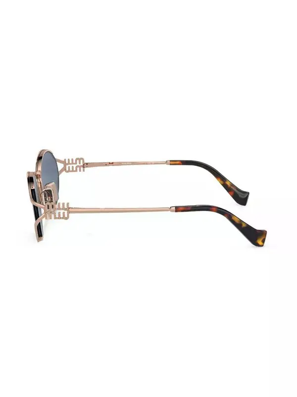 Miu Miu Logo-plaque Oval-frame Sunglasses