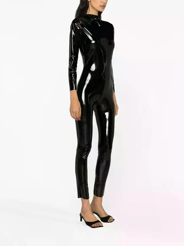 Alchemy Fashions Patent-effect Long-sleeve Jumpsuit
