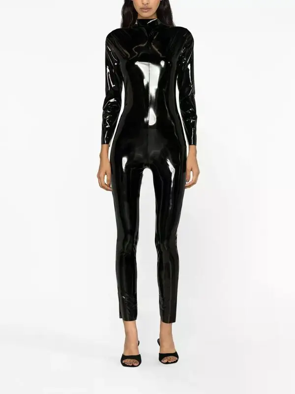 Alchemy Fashions Patent-effect Long-sleeve Jumpsuit