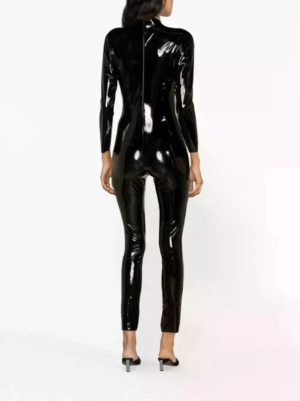 Alchemy Fashions Patent-effect Long-sleeve Jumpsuit