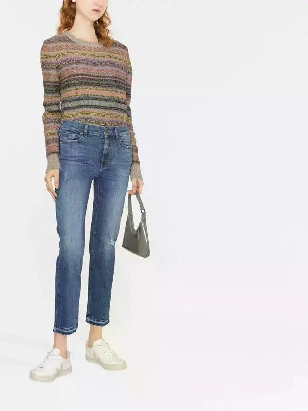 7 For All Mankind Distressed Mid-rise Cropped Jeans