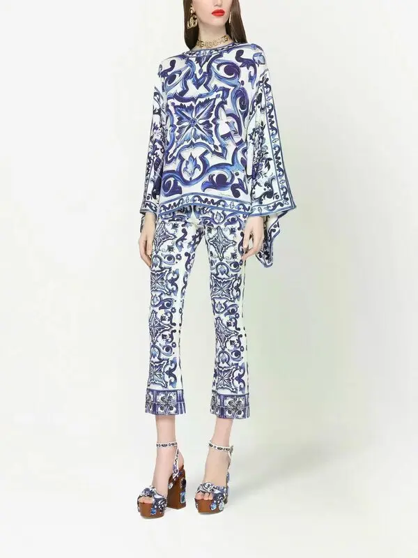 Dolce & Gabbana Majolica-print Flared Trousers