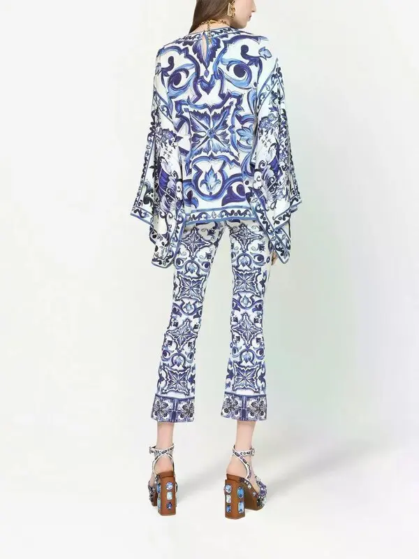 Dolce & Gabbana Majolica-print Flared Trousers