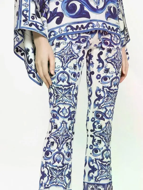 Dolce & Gabbana Majolica-print Flared Trousers