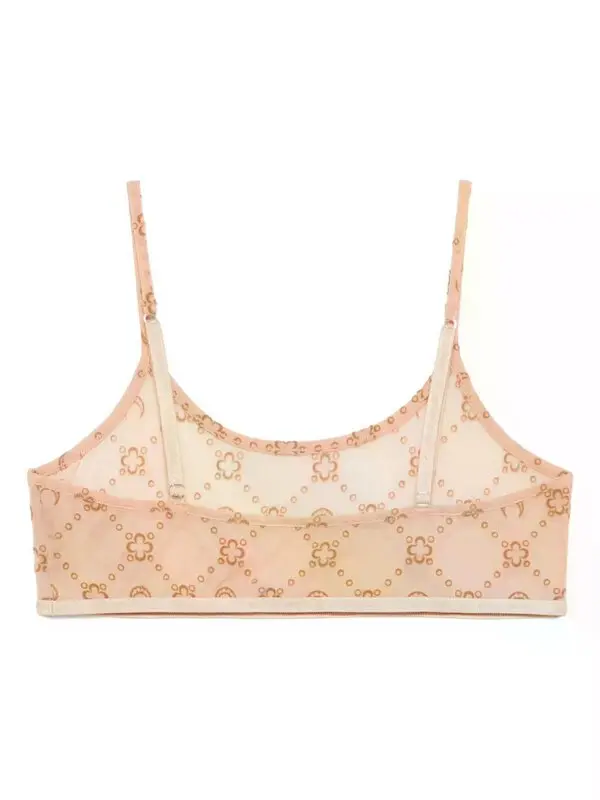 MARINE SERRE Mesh Flocked Bralette - Neutrals