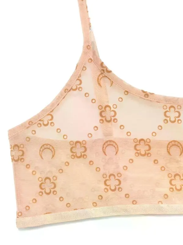 MARINE SERRE Mesh Flocked Bralette - Neutrals