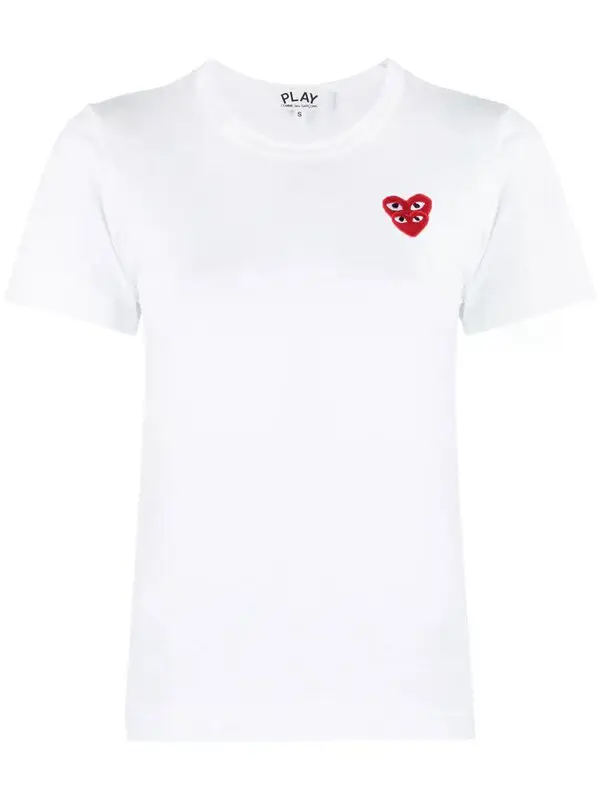 Play Comme Des Garcon Double Heart Embroidered T-shirt