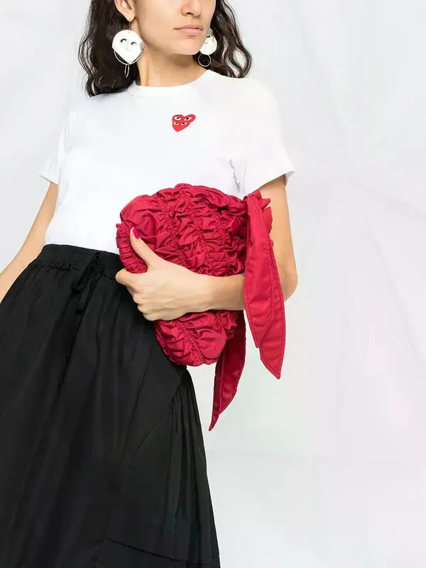Play Comme Des Garcon Double Heart Embroidered T-shirt