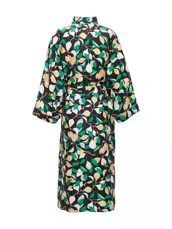 La DoubleJ Leaf Print Silk Robe