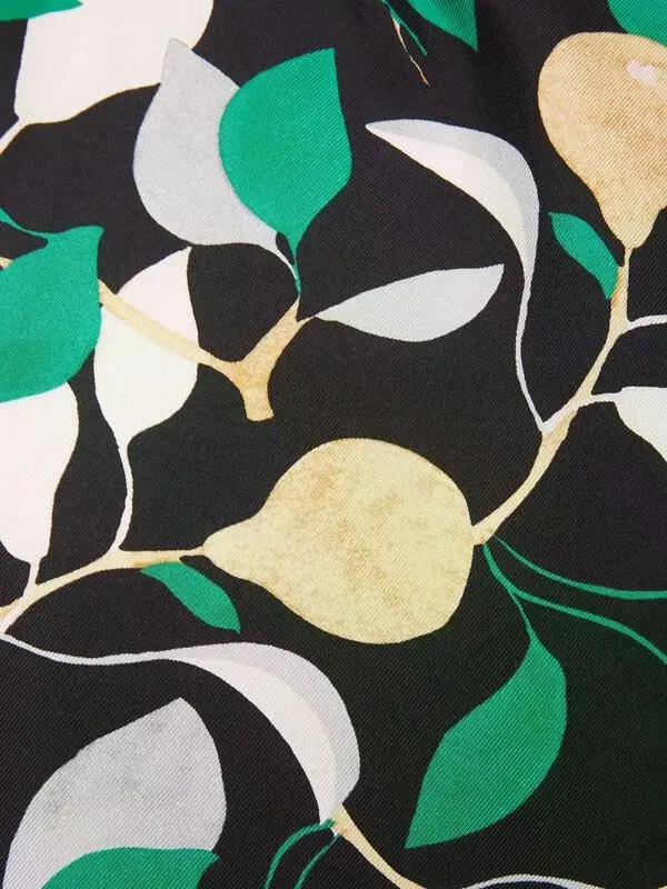 La DoubleJ Leaf Print Silk Robe