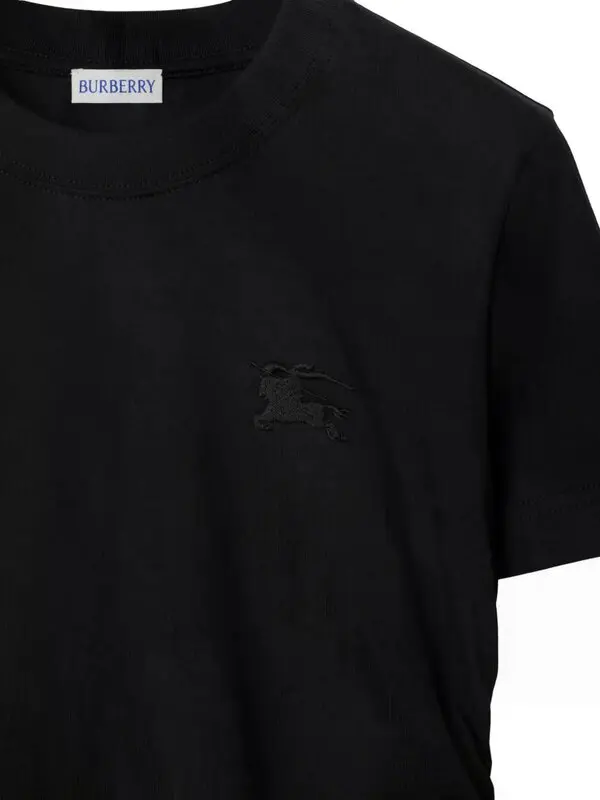 Burberry Ruched Cotton T-shirt With Equestrian Knight Design - Black