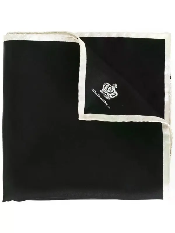 Dolce & Gabbana Crown-motif Silk Pocket Square - Black