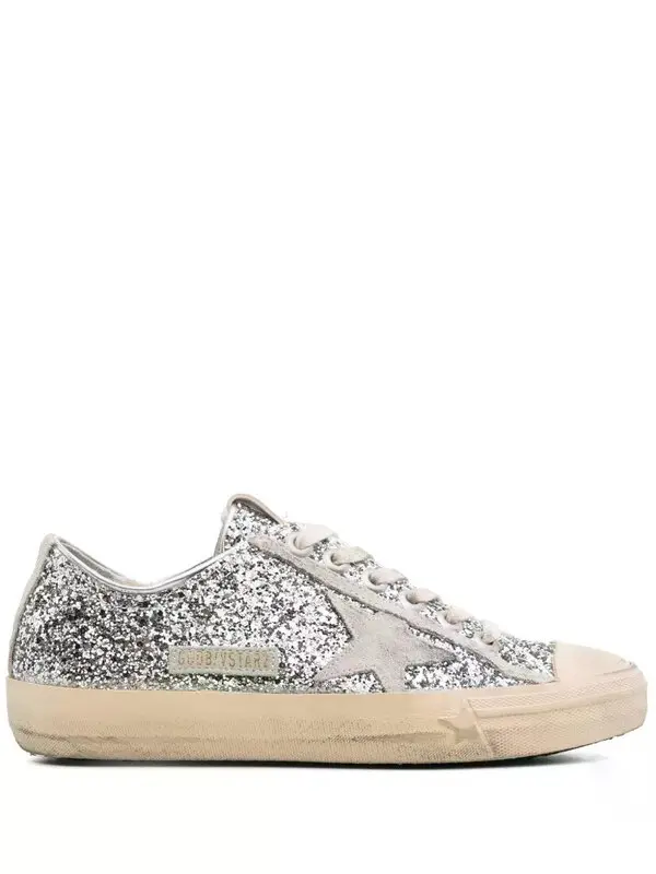 GOLDEN GOOSE V-star Glittered Sneakers - Silver