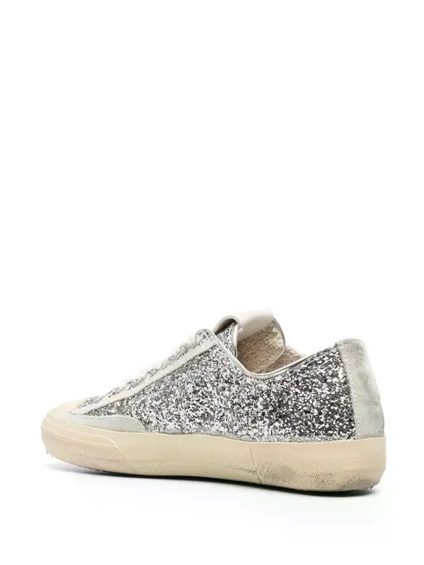 GOLDEN GOOSE V-star Glittered Sneakers - Silver