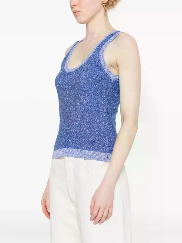 Jacob Cohen Logo-embroidered Bouclé Knit Top - Blue