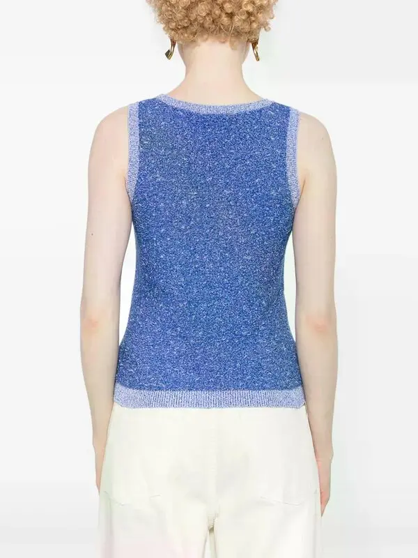 Jacob Cohen Logo-embroidered Bouclé Knit Top - Blue